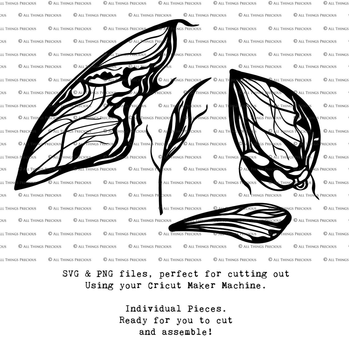 SVG FAIRY WINGS No. 66 - for Cricut Maker, Individual Wing Parts ...
