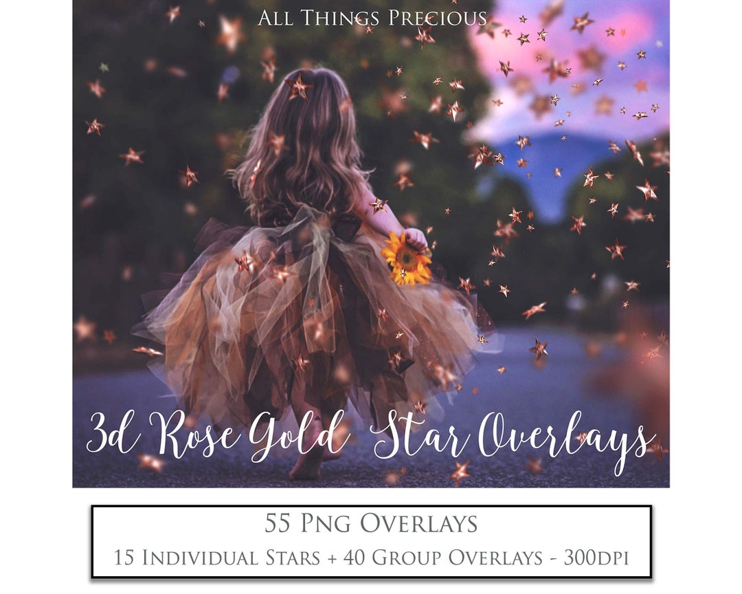 55 Digital OVERLAYS 3d Rose Gold Png Stars Photo Overlay - Etsy