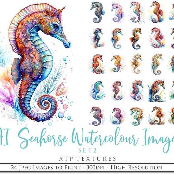 Watercolor Seahorse - Etsy