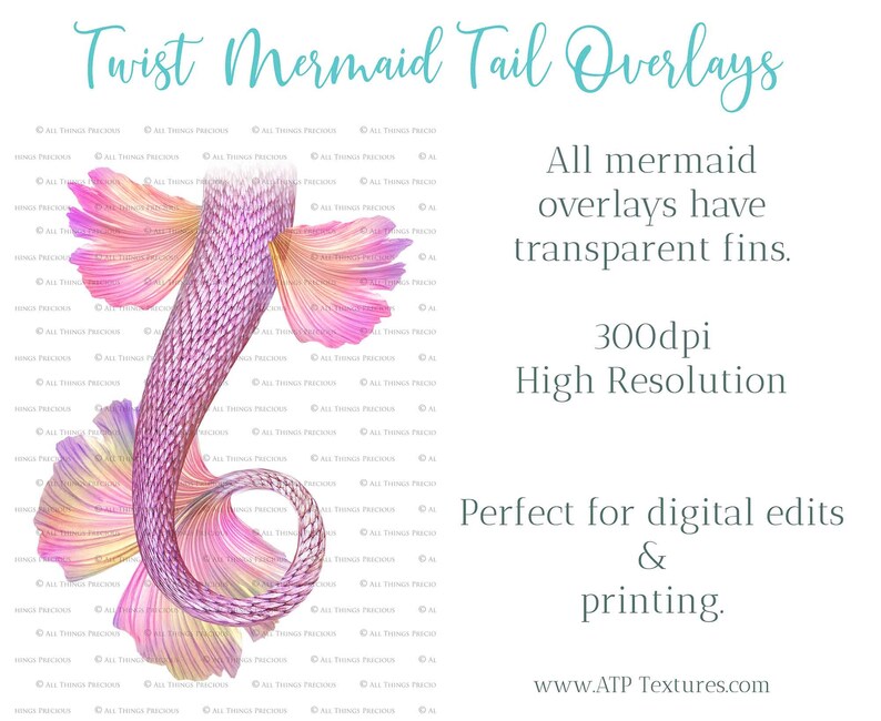 Digital Overlays, Png MERMAID Tail - TWIST - Clipart, Photoshop Overlay ...