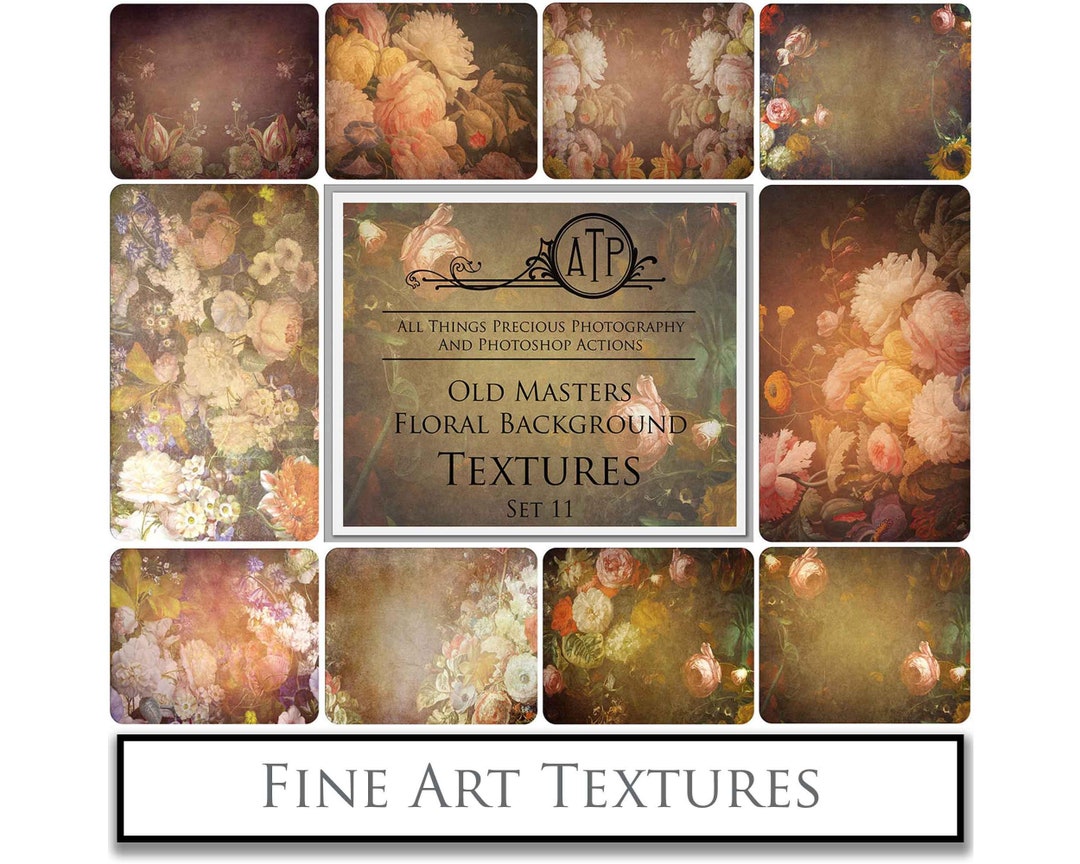 10 Fine Art TEXTURES - Old Masters FLORAL, Flower Background Set 11 ...
