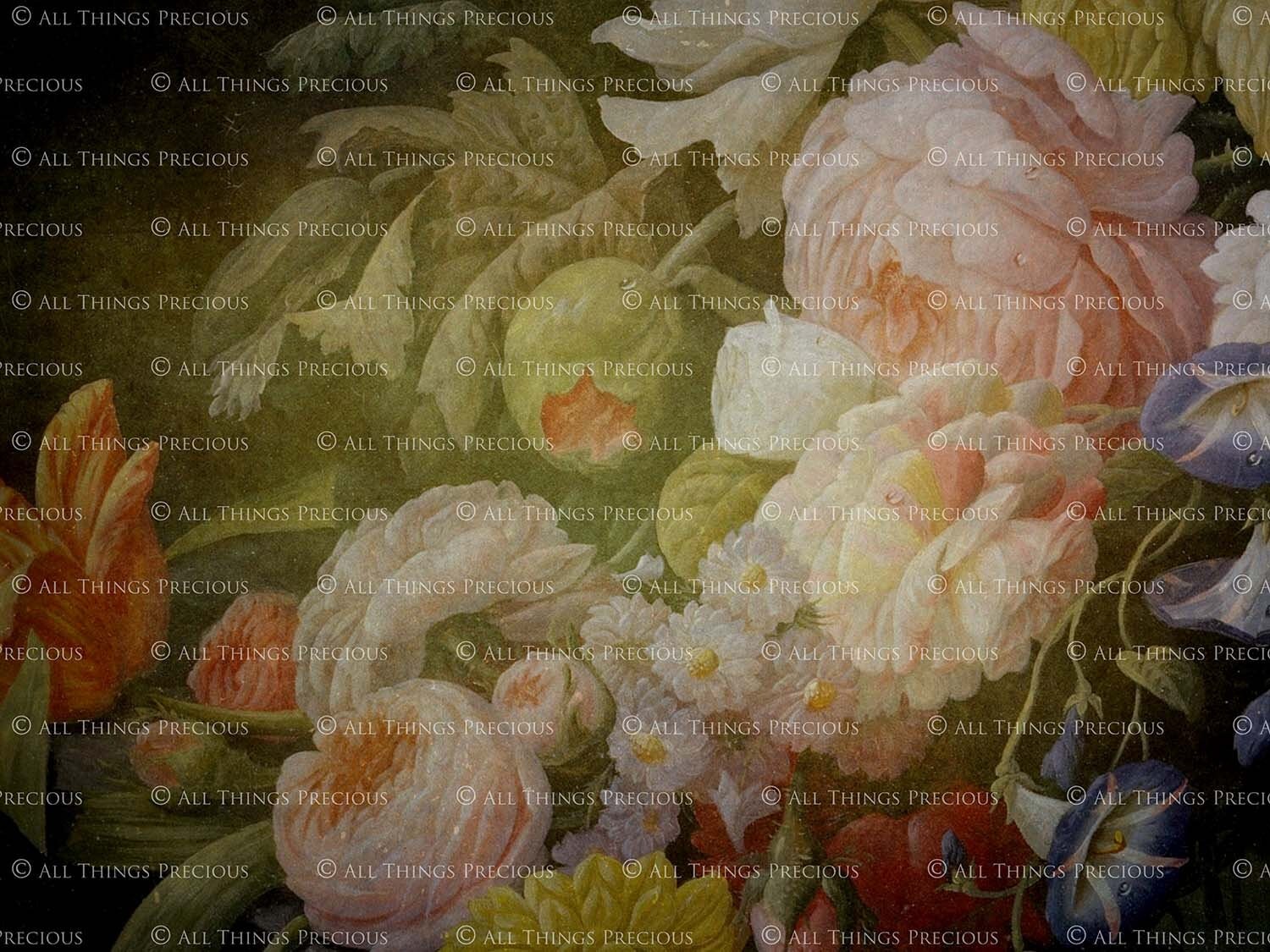 10 Fine Art FLORAL TEXTURES Old Masters Background Set 13 / | Etsy