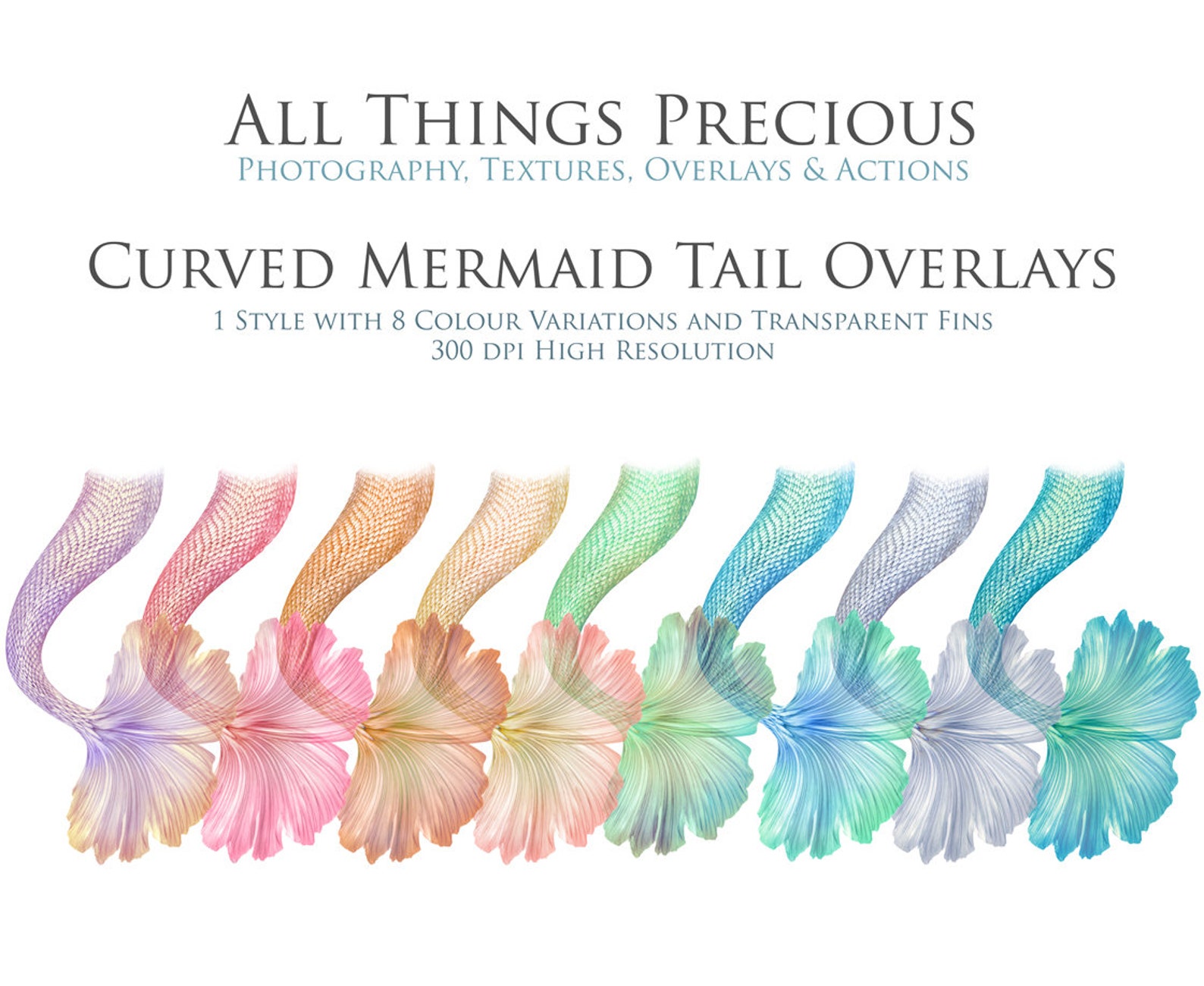 42 Digital Overlays, MERMAID TAIL Overlay, Png Bundle No.1, High ...