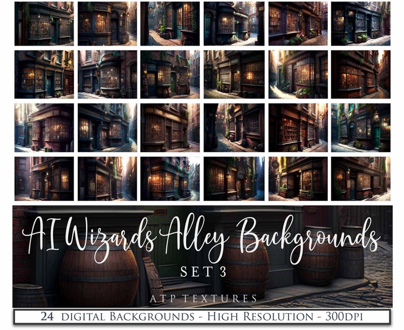 24 Digital Backgrounds WIZARDS ALLEY Set 3 Photo - Etsy