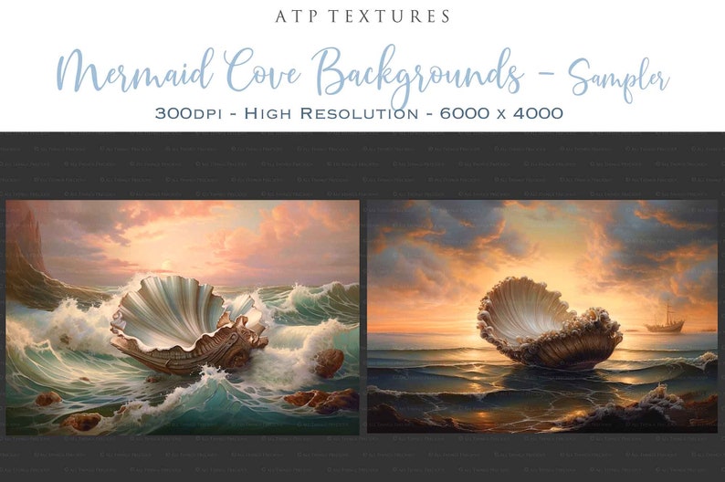 36 Digital Backgrounds - MERMAID COVE - Photo Background, Ocean, Old ...