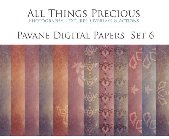 12 DIGITAL SCRAPBOOKING Papers Pretty Paper PAVANE Set 6 Photoshop ...