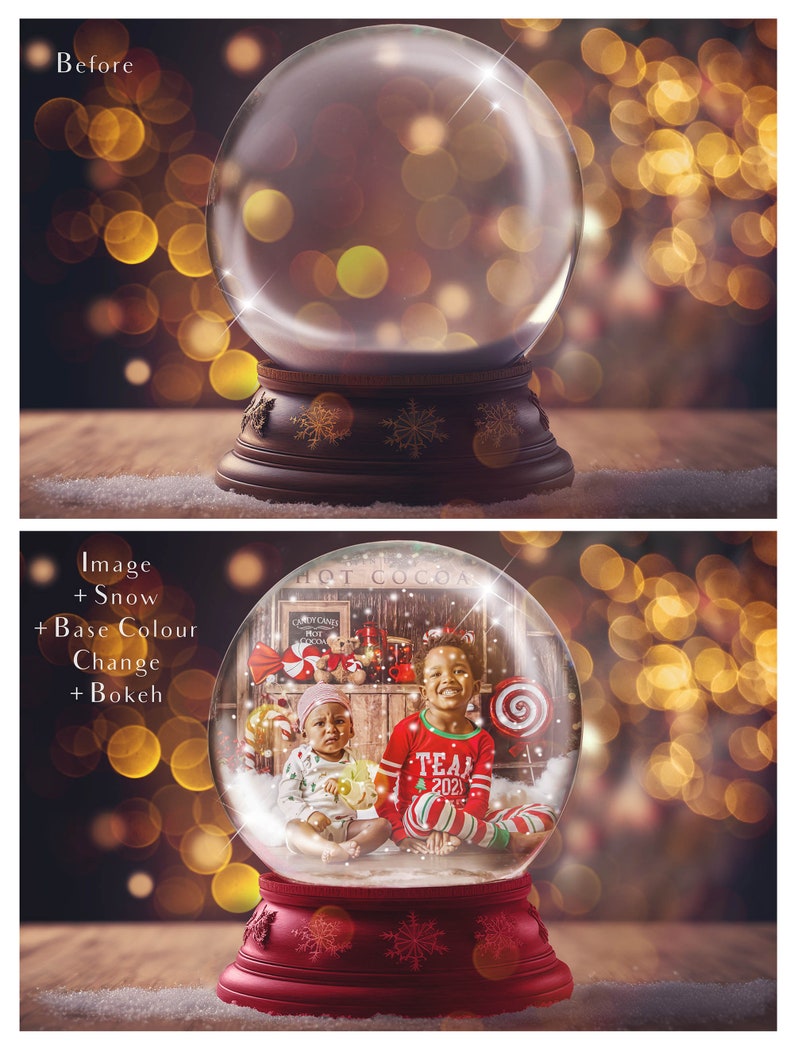 PHOTOSHOP TEMPLATE Digital Background Snow Globe Png - Etsy