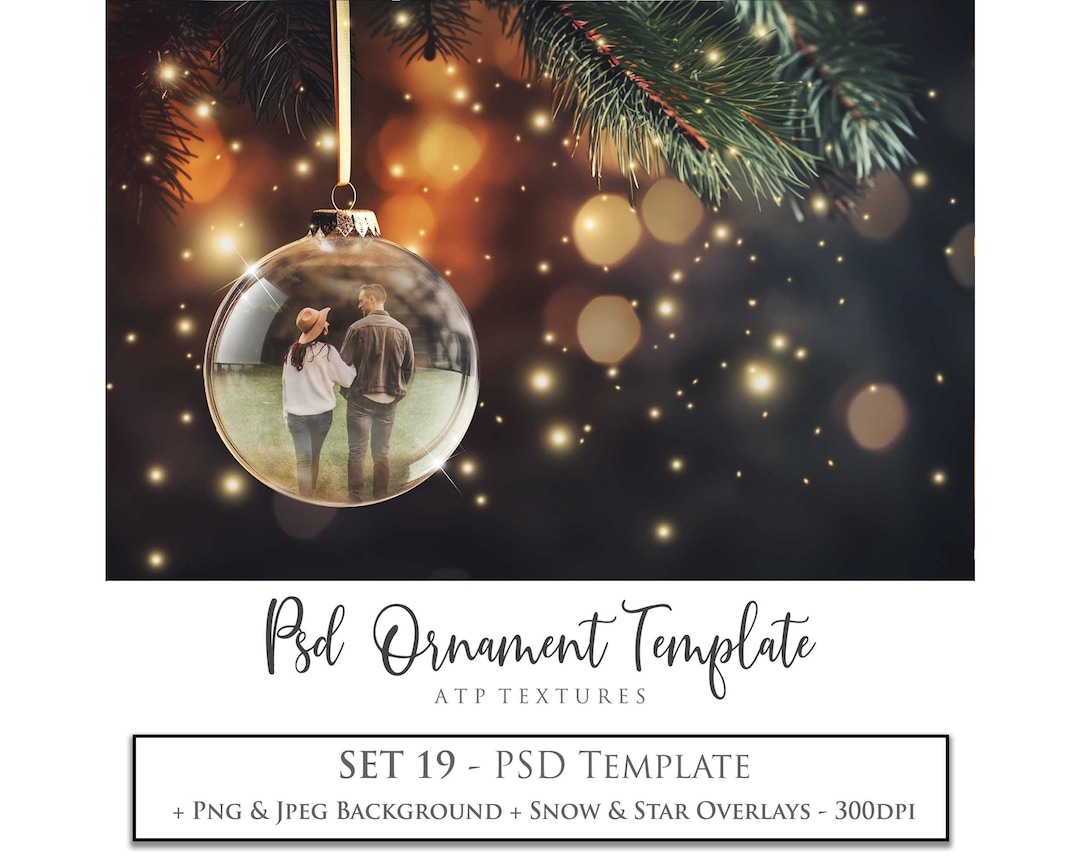 PHOTOSHOP TEMPLATE, Digital Background, Christmas Ornament Psd File 19 ...
