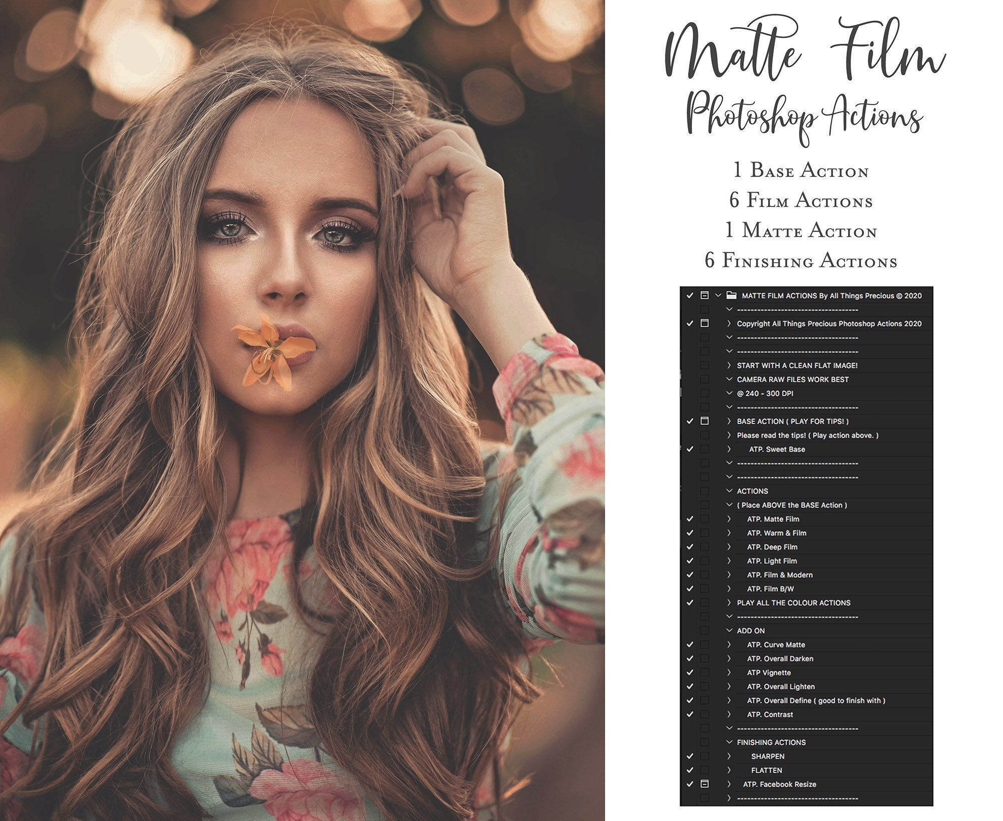 PHOTOSHOP ACTIONS - Matte FILM, Mini Set / Photography, Digital ...