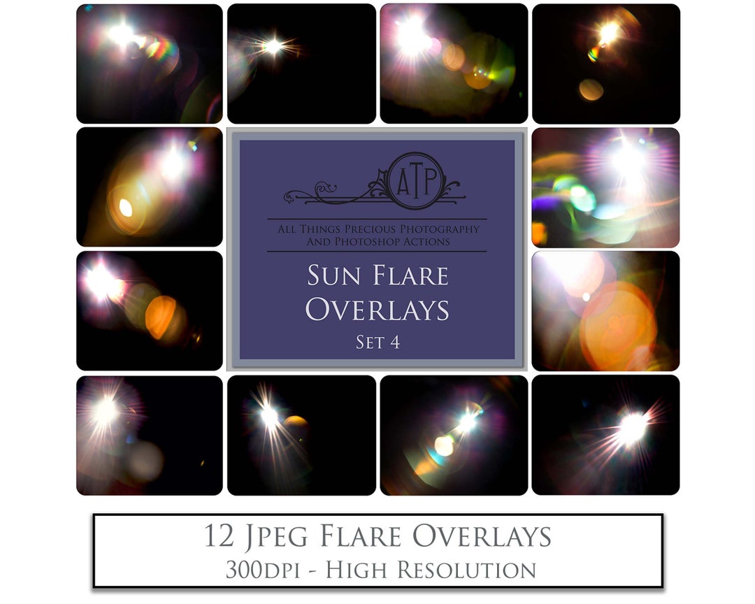 12 SUN FLARE Overlays, Set 4 - Photo Overlay, Outdoor Photography ...