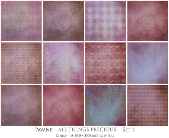 12 DIGITAL SCRAPBOOKING Papers Pretty Paper PAVANE Set 6 Photoshop ...