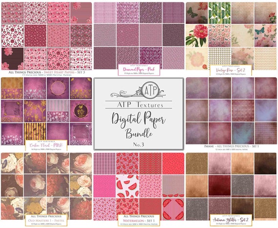 100 Digital Papers No. 3 / Scrapbooking, Background, Backdrop, Texture ...
