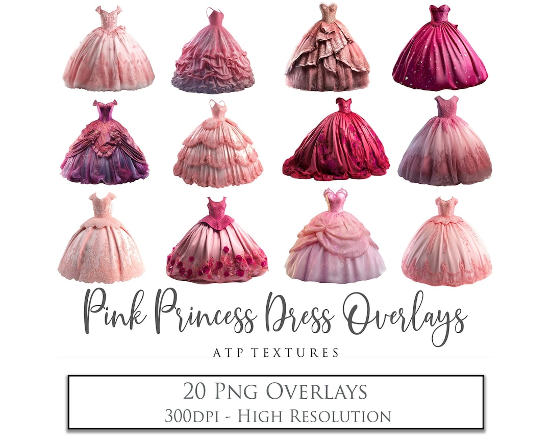 20 Photo OVERLAYS - Princess Dress Ballgown Clipart / Pink Dress, Png ...
