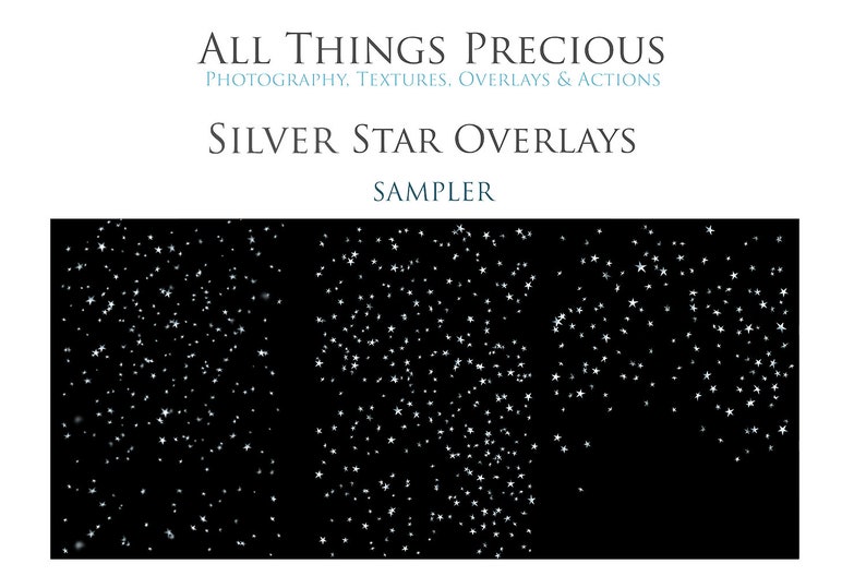 42 Digital Overlays, Png SILVER STARS / Photo Overlay, High Res ...