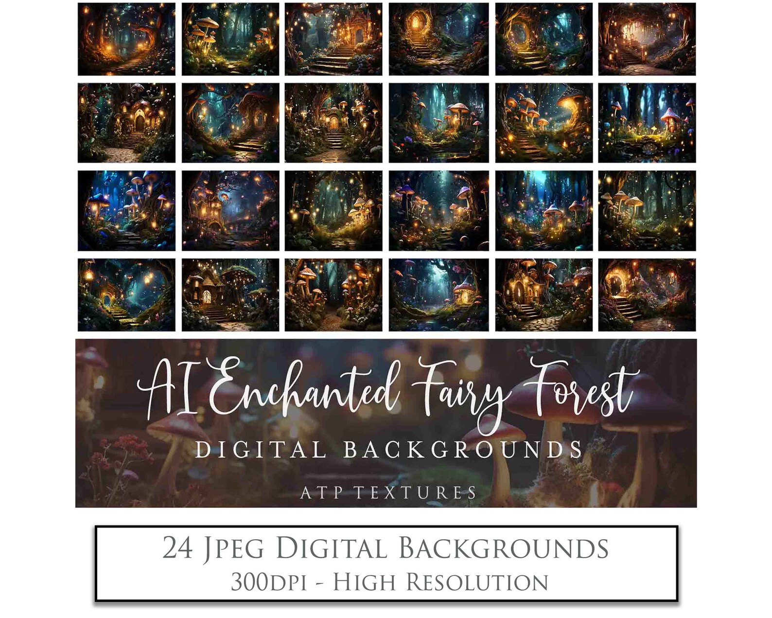 24 AI Digital Backgrounds - Enchanted FAIRY FOREST - Photo Backdrop ...