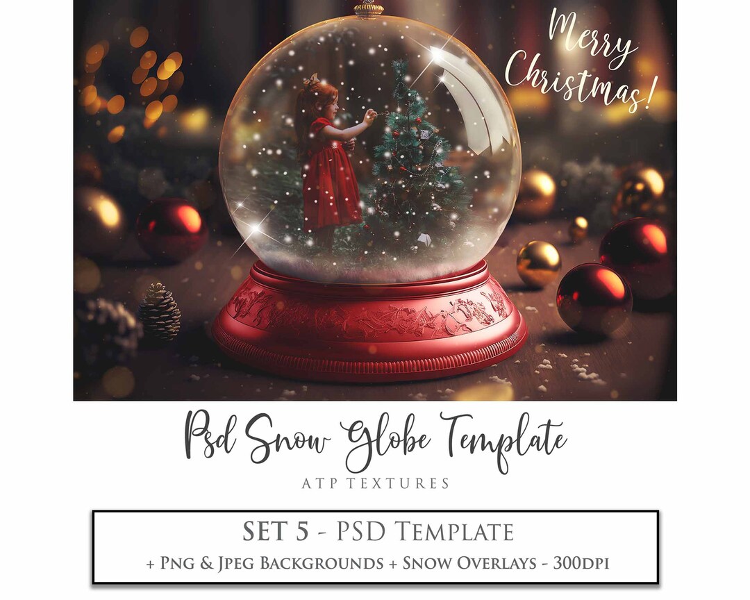 PHOTOSHOP TEMPLATE, Digital Background, Snow Globe Psd Template, No. 5 ...