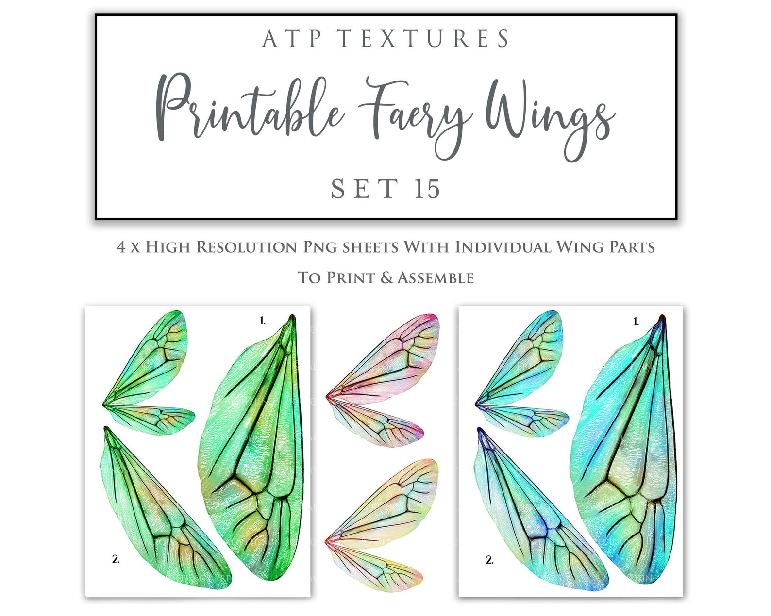 PRINTABLE FAIRY WINGS Set 15 - Cosplay, Pattern, Clipart Png, Print ...