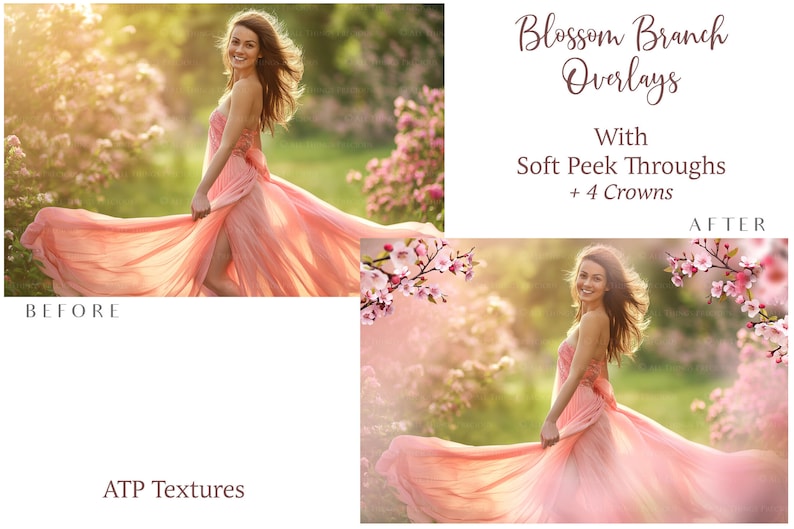 Photo Overlays, PNG Blossom Flower Branches, Crowns and Peek Throughs ...