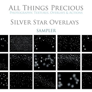 42 Digital Overlays, Png SILVER STARS / Photo Overlay, High Res ...