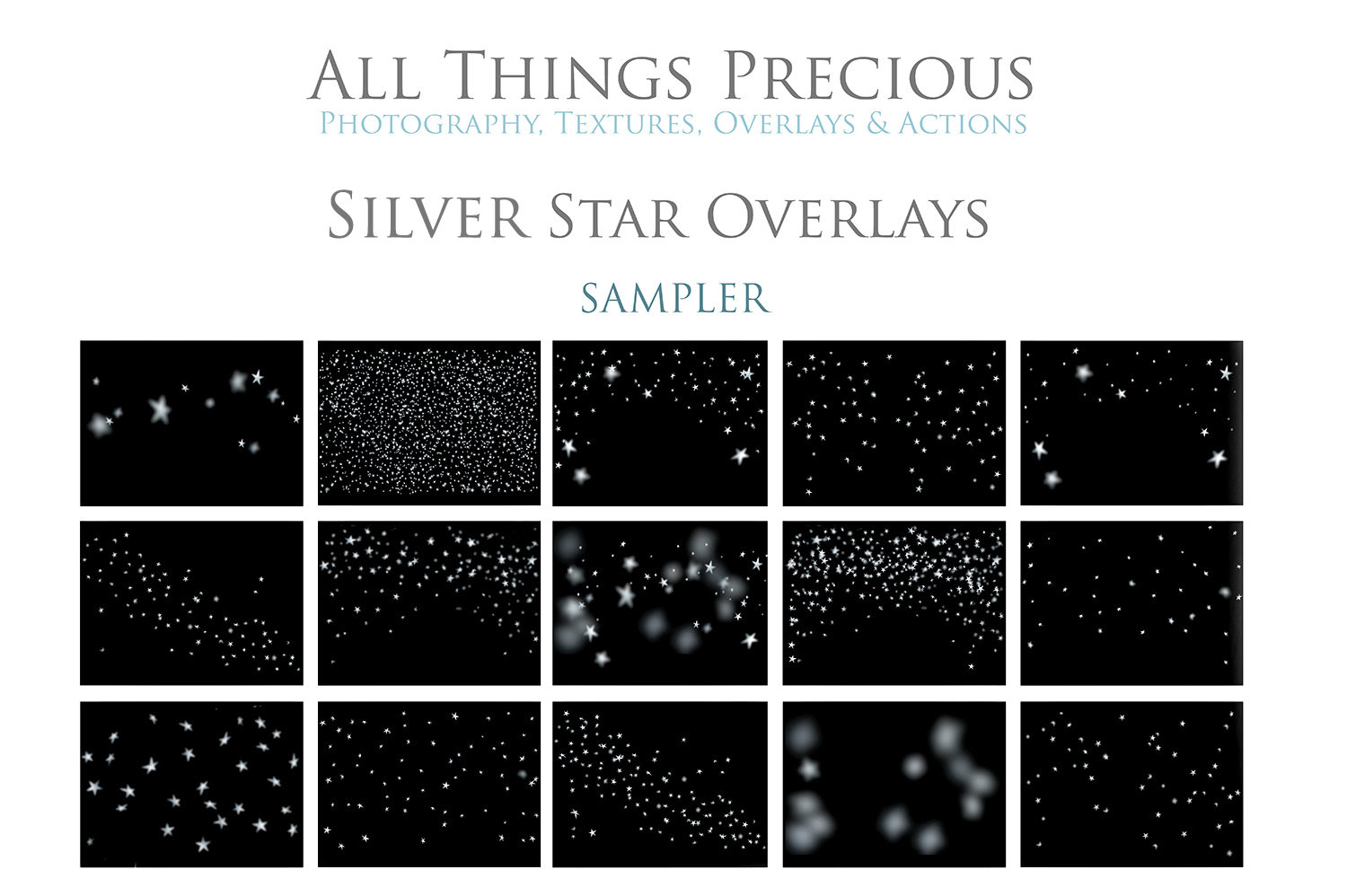 42 Digital Overlays, Png SILVER STARS / Photo Overlay, High Res ...