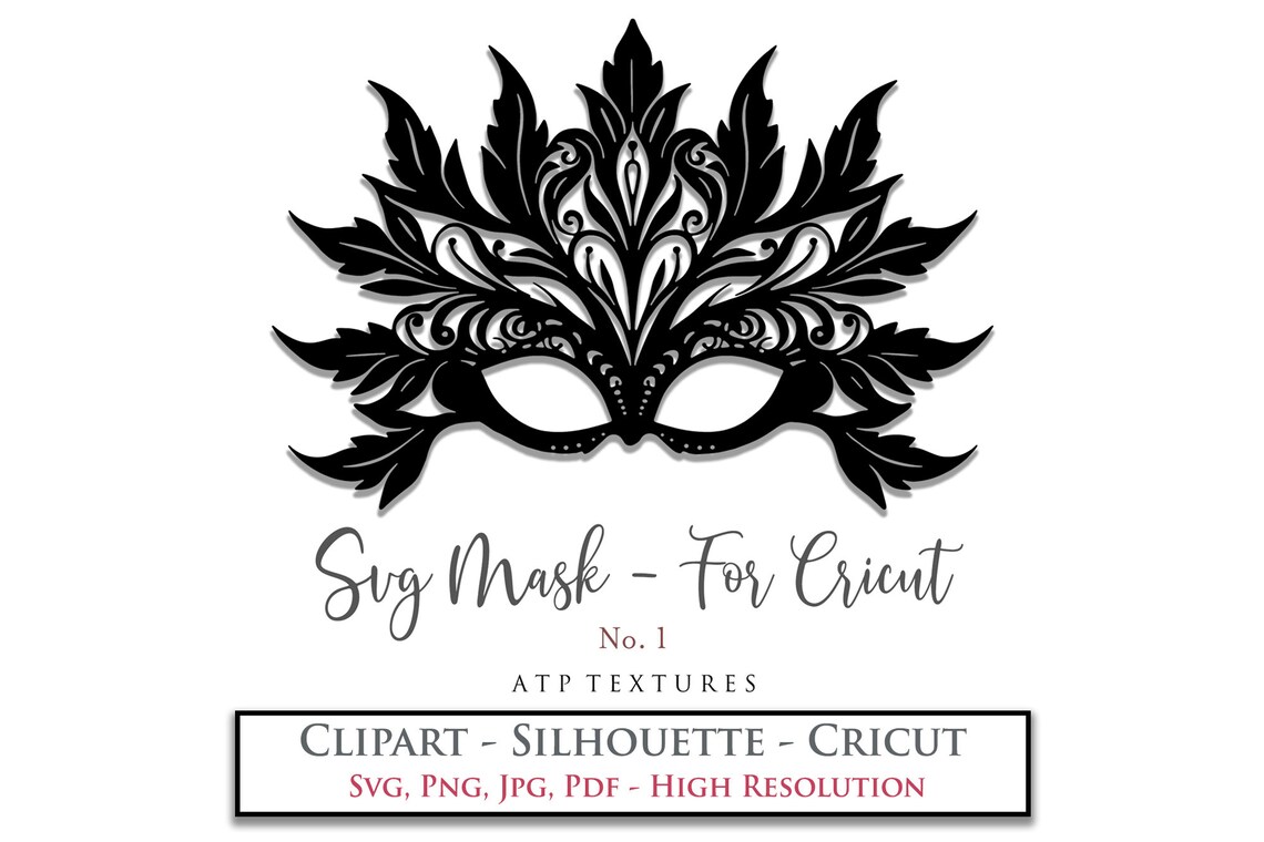 SVG Clipart MASQUERADE MASK No. 1 - Silhouette, Cricut, Template ...
