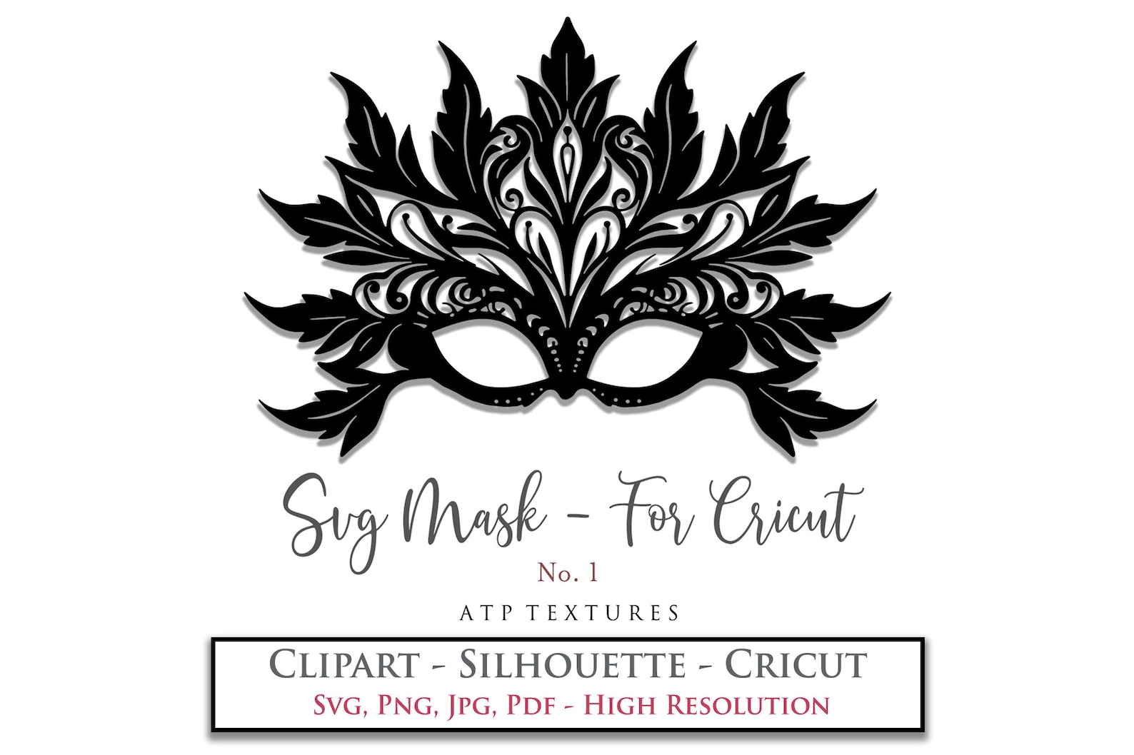 SVG Clipart MASQUERADE MASK No. 1 - Silhouette, Cricut, Template ...