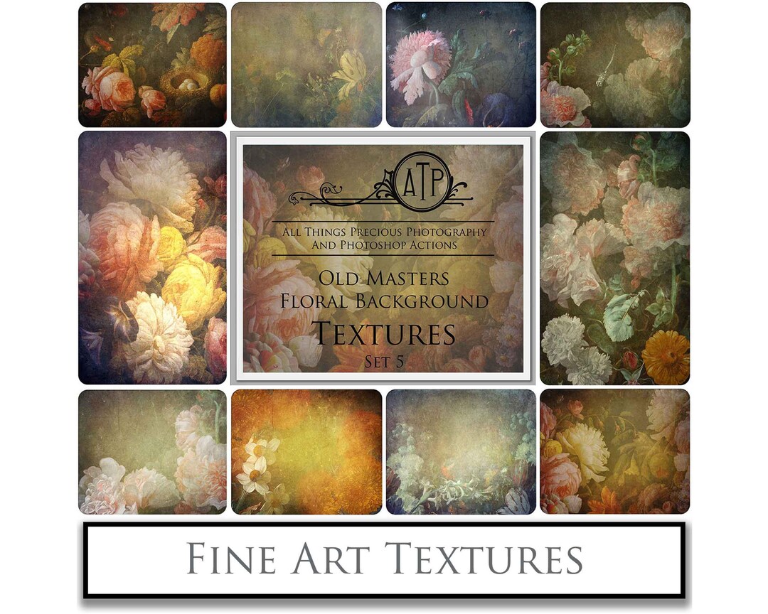 10 Fine Art TEXTURES Old Masters FLORAL, Background Set 5 / Photo ...