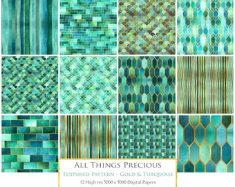 DIGITAL PAPER Bundle Turquoise Texture Pack Scrapbooking - Etsy