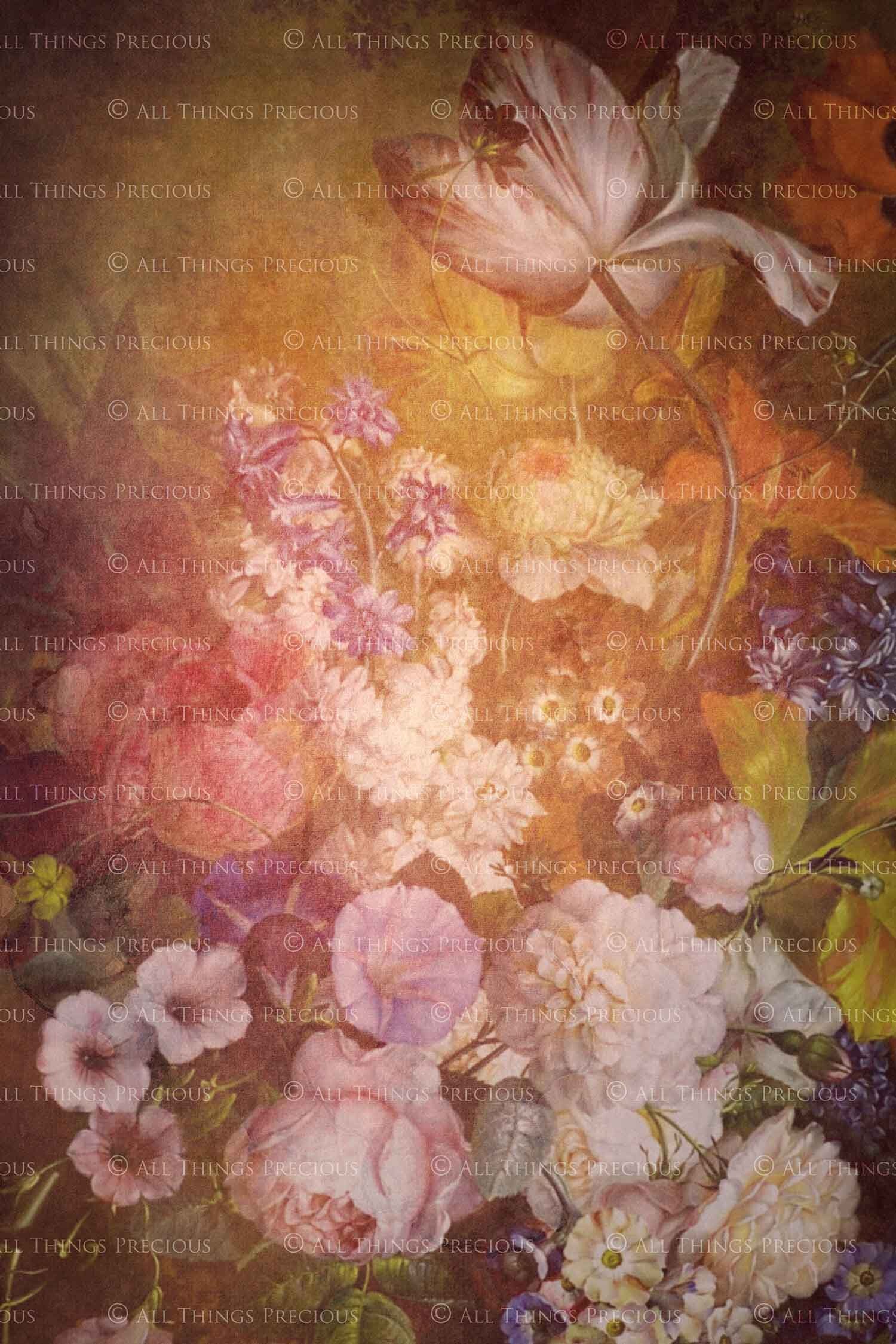 10 Fine Art FLORAL TEXTURES old Masters Flower Background Set | Etsy