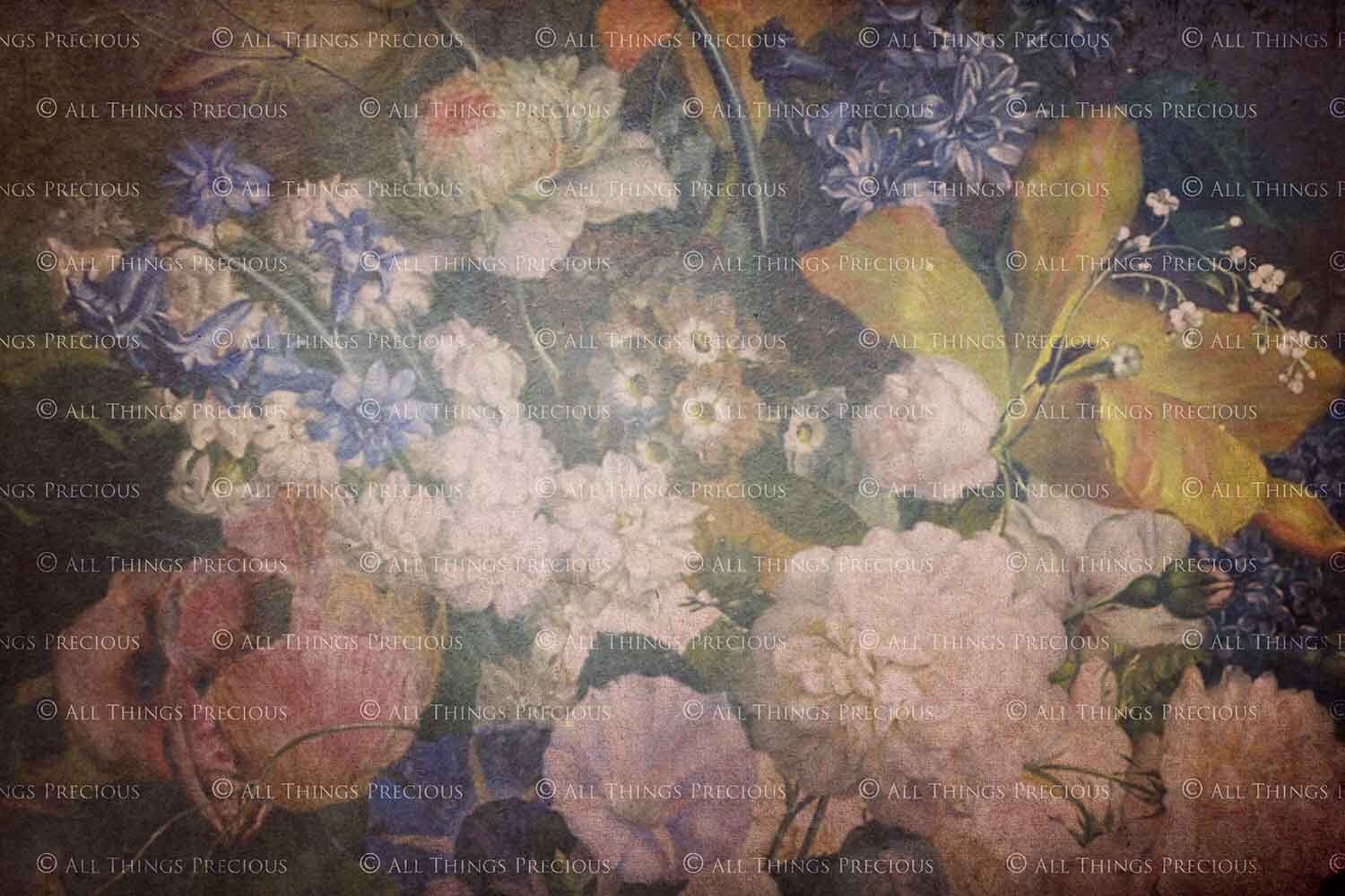 10 Fine Art FLORAL TEXTURES old Masters Flower Background Set | Etsy