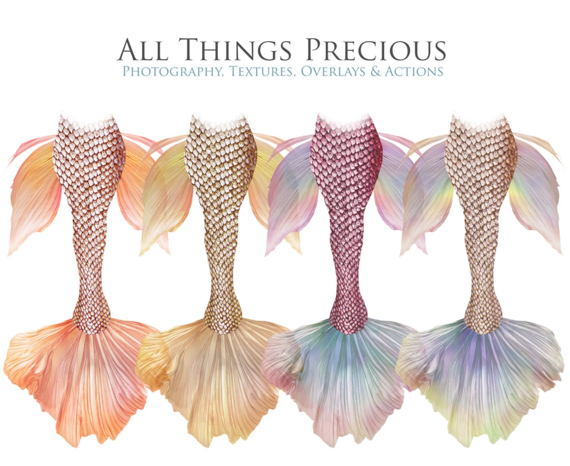 42 Digital Overlays, MERMAID TAIL Overlay, Png Bundle No.1, High ...