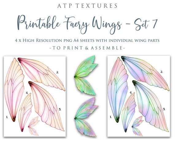 PRINTABLE FAIRY WINGS Set 7 Scrapbooking Clipart Digital - Etsy