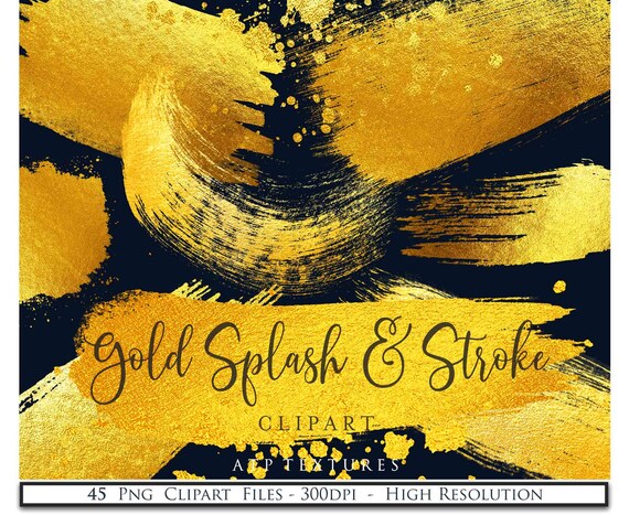 45 Png Clipart. Gold Paint Splash and Stroke / Digital - Etsy