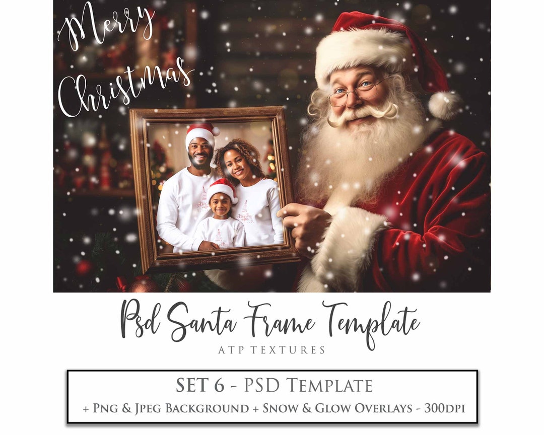 Digital Background, SANTA Frame Psd, No. 6, PHOTOSHOP TEMPLATE ...