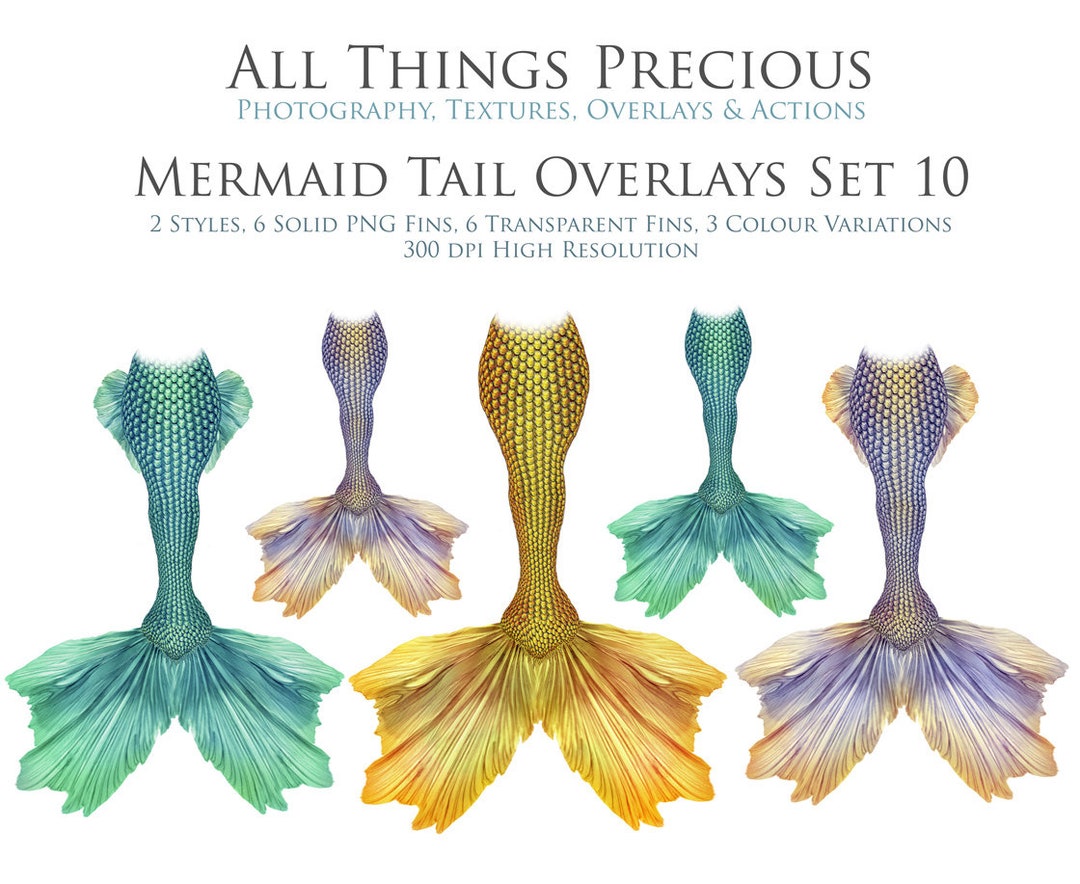 12 MERMAID Overlays, PNG Clipart, Set 10, Photo Overlay, Fantasy Art ...