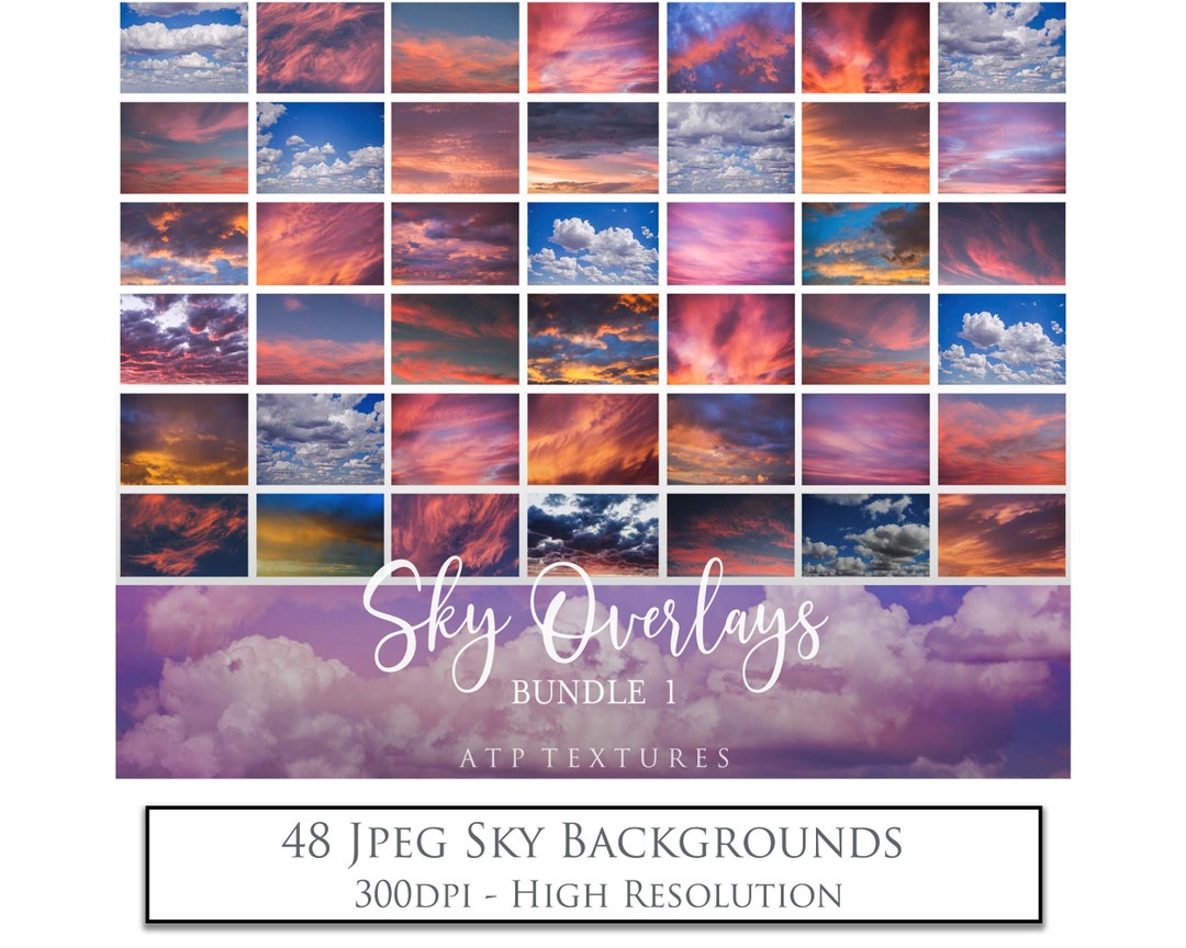 42 SKY OVERLAYS Bundle 1 Photoshop Overlay, Clouds, Cloudy Skies ...