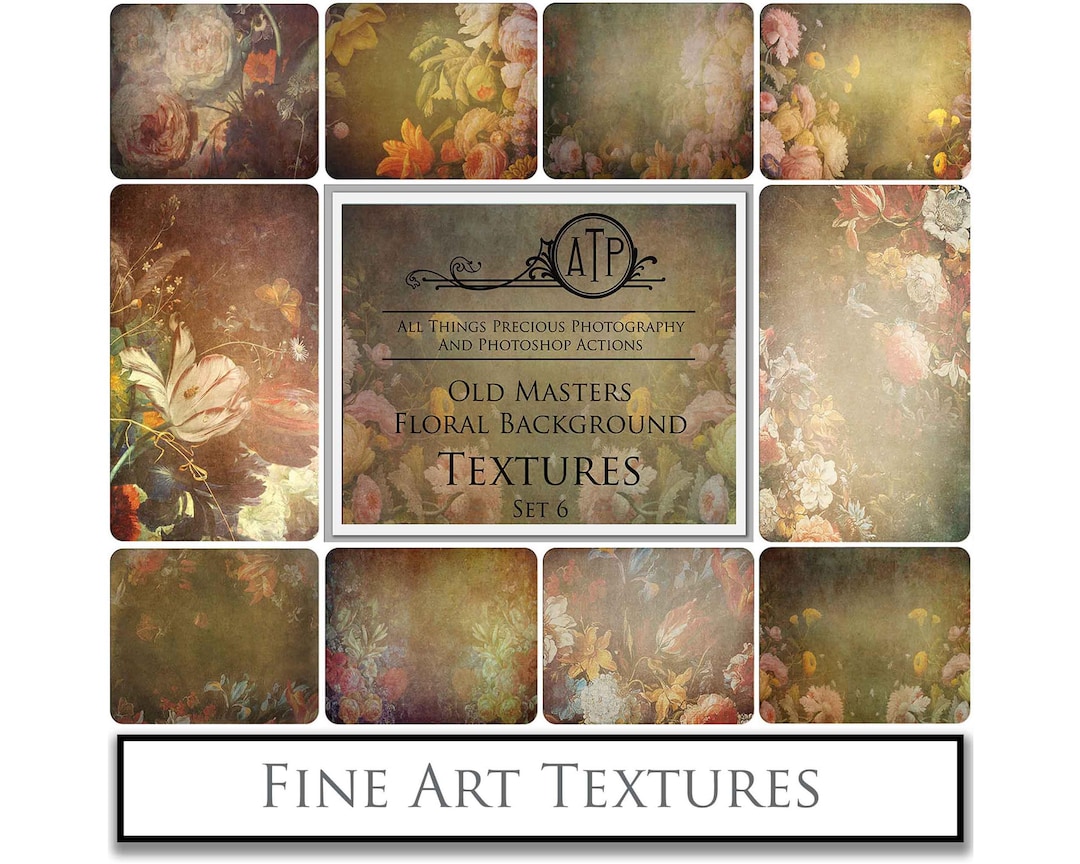 10 Fine Art FLORAL TEXTURES Old Masters Background Set 6 / Photography ...