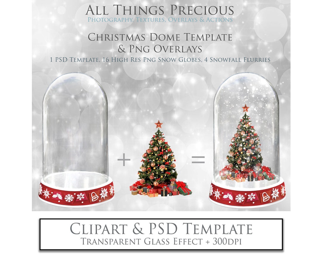 Christmas Snow Globe, Photoshop Template, Digital OVERLAYS - DOME, Png ...