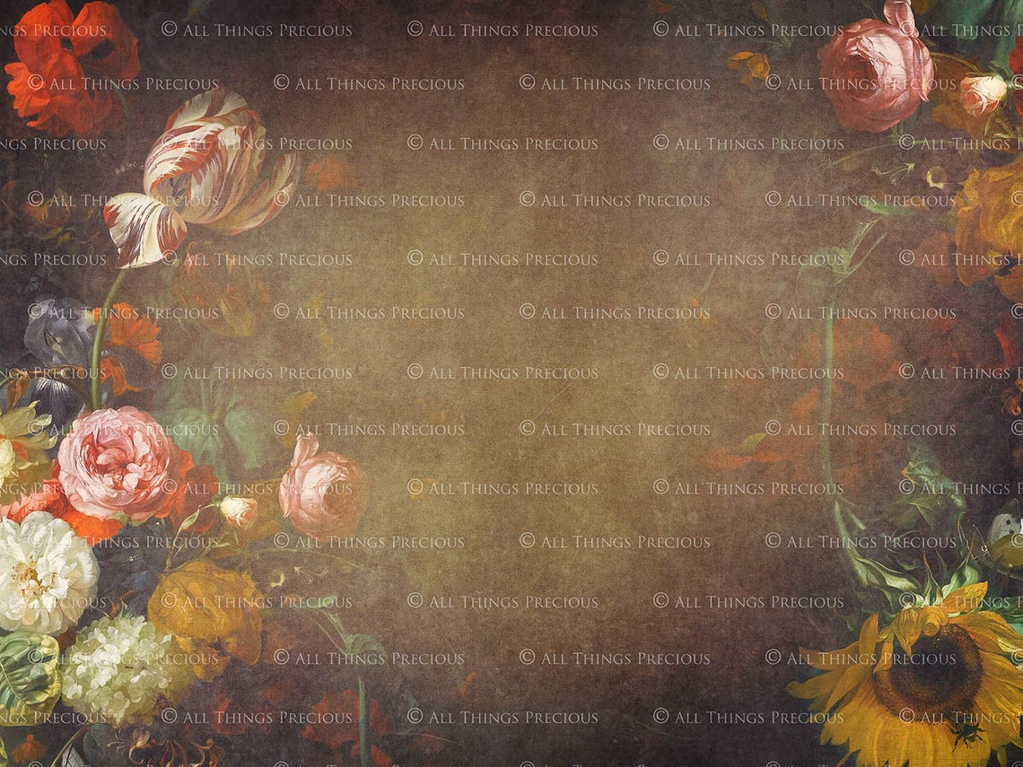 10 Fine Art TEXTURES - Old Masters FLORAL, Flower Background Set 11 ...