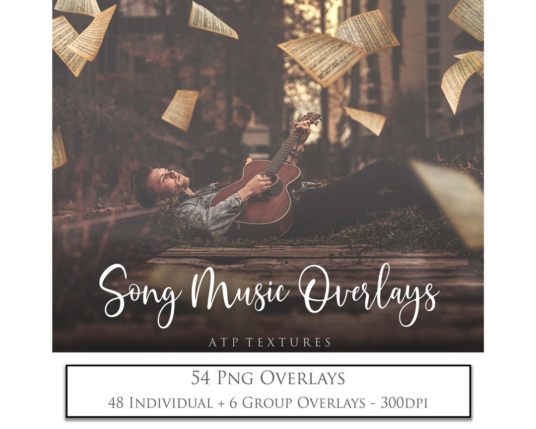 54 DIGITAL PNG OVERLAYS - Vintage Song Music Overlay / Photoshop Png ...