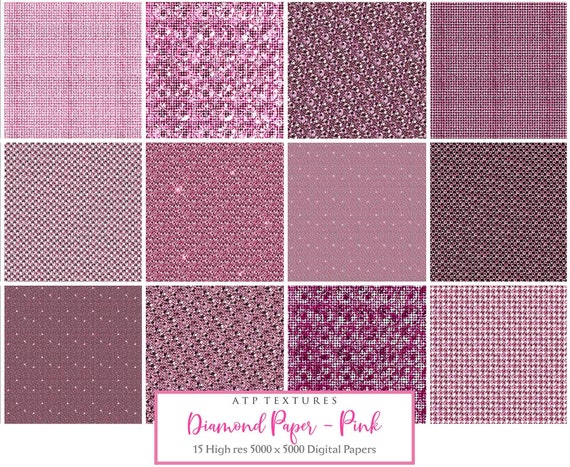 15 Digital PAPERS - DIAMONDS - PINK / Scrapbooking, Background, Card ...