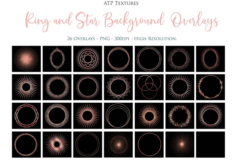 PNG Overlays - Star & Circle Photography Overlay, Rose Gold. - Etsy