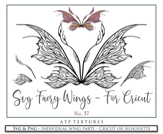 SVG Clipart, FAIRY WINGS No. 37 - For Cricut Maker, Individual Wing ...