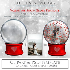 Digital Snow Globe, Png Clipart, Valentine Overlays, Psd Template ...