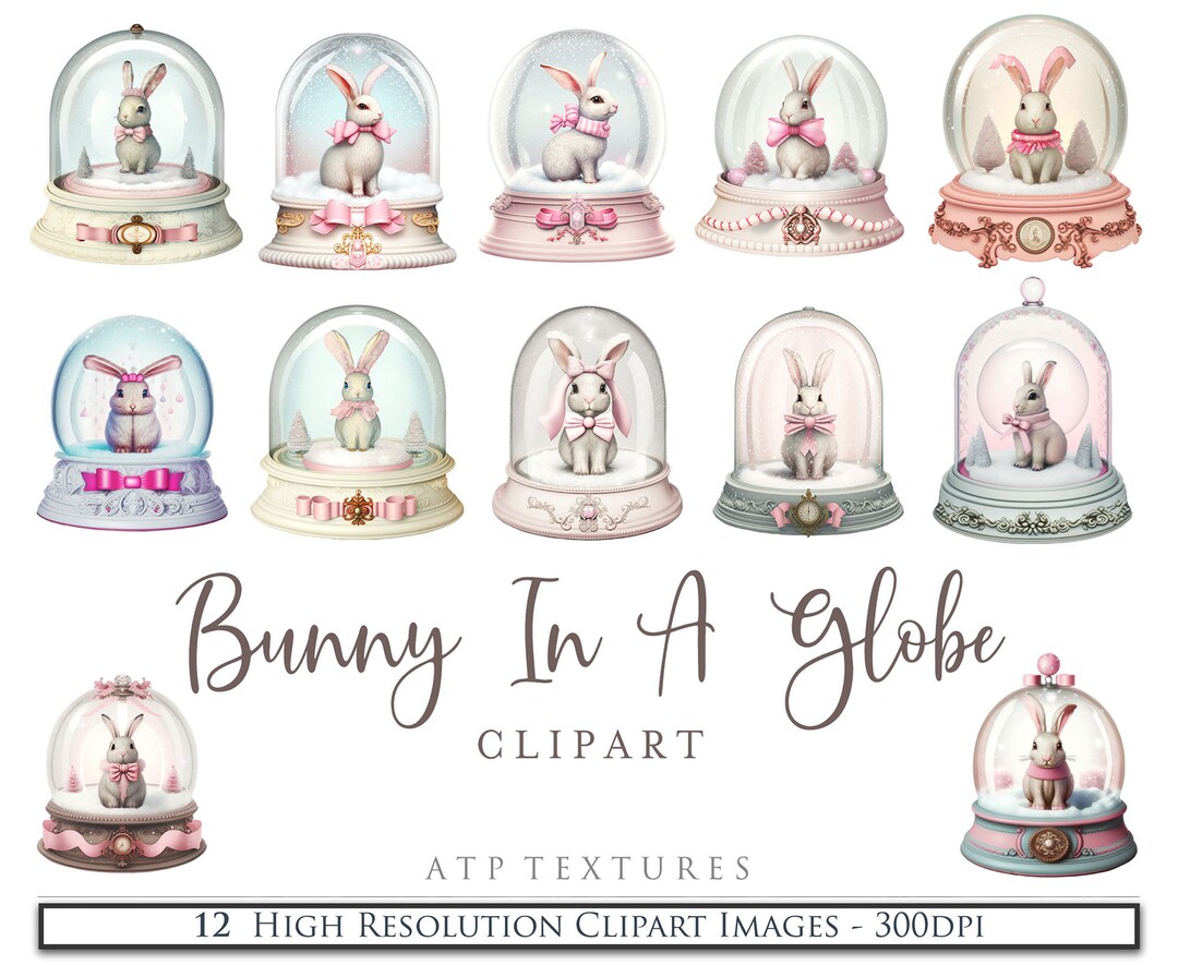 Buy 12 PNG CLIPART BUNNY in Snow Globe Set 1 / Digital Online in India ...