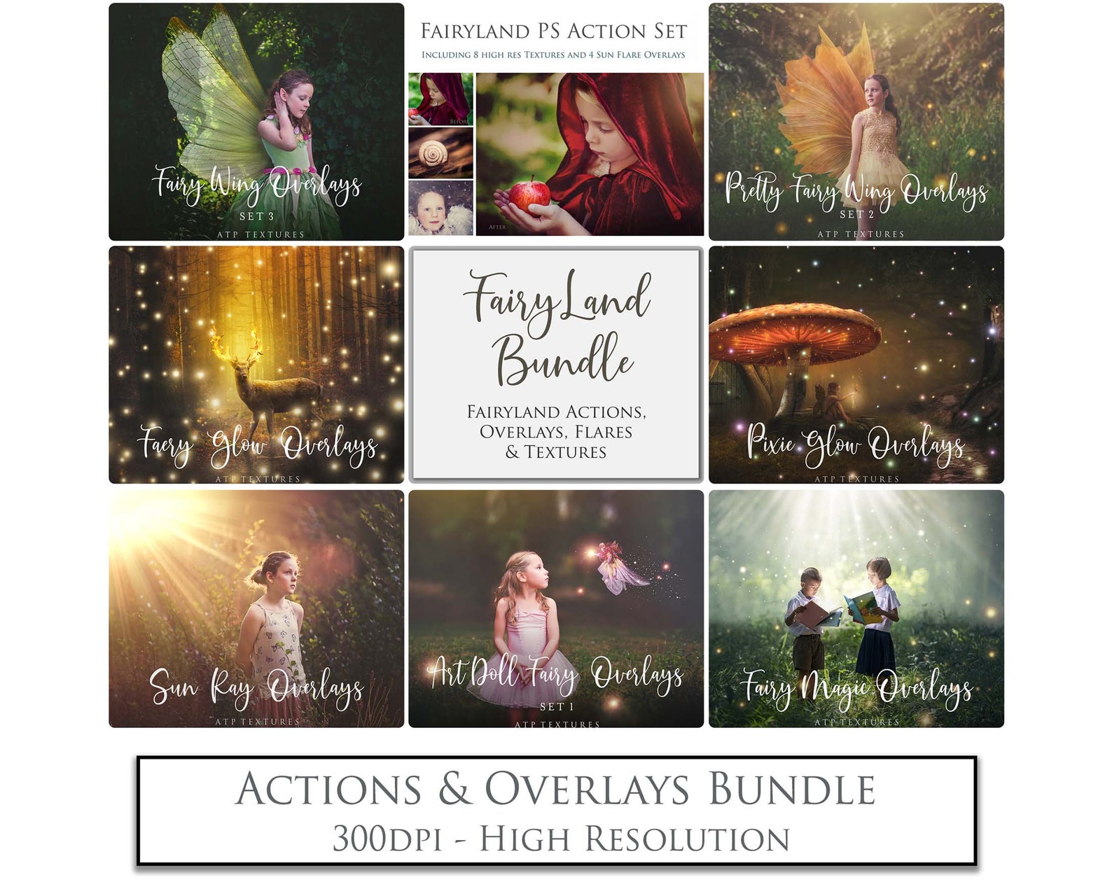 175 Digital Overlays, FAIRY, Png BUNDLE, Photoshop ACTIONS, Sparkles ...