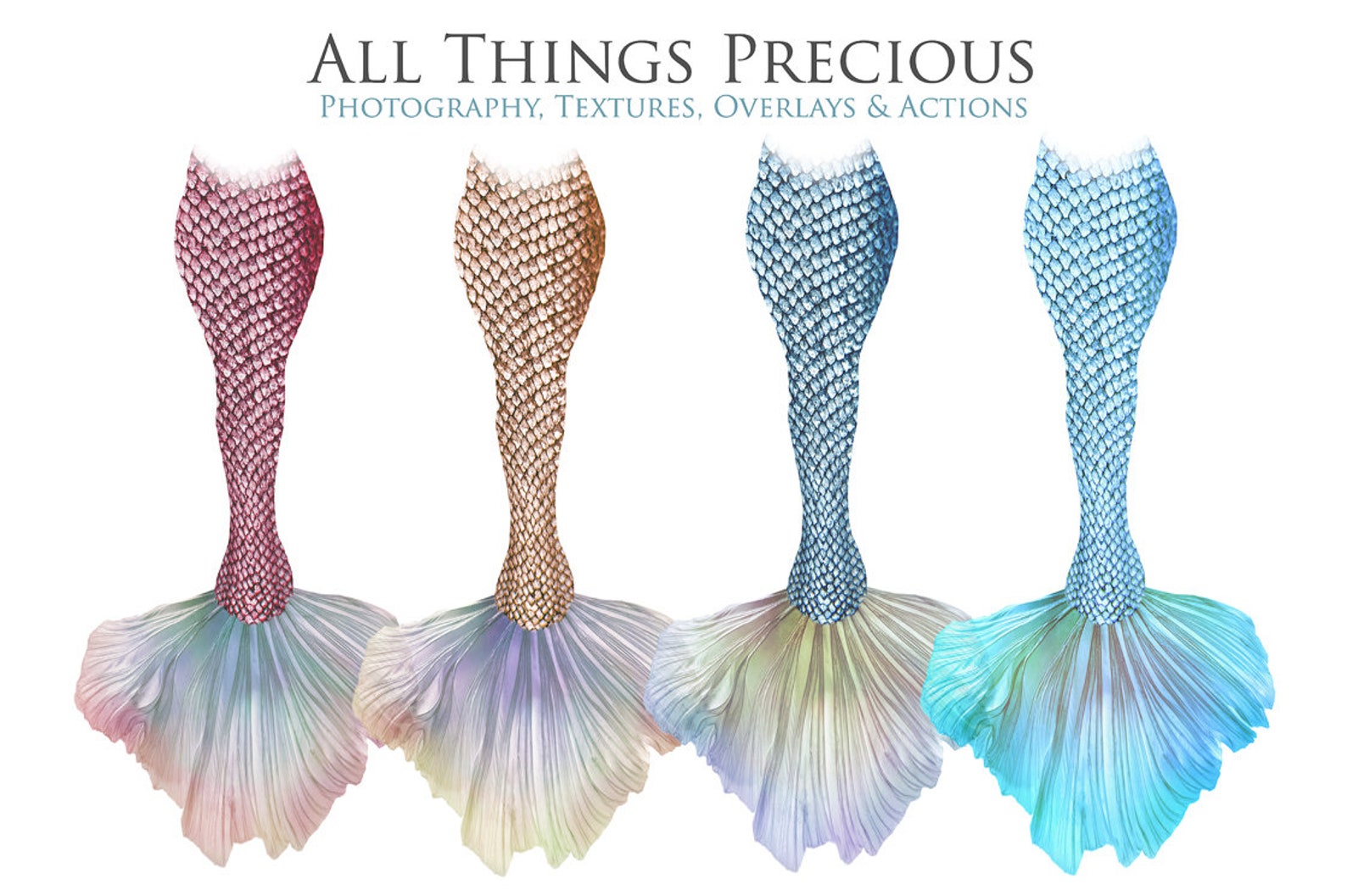 42 Digital Overlays, MERMAID TAIL Overlay, Png Bundle No.1, High ...