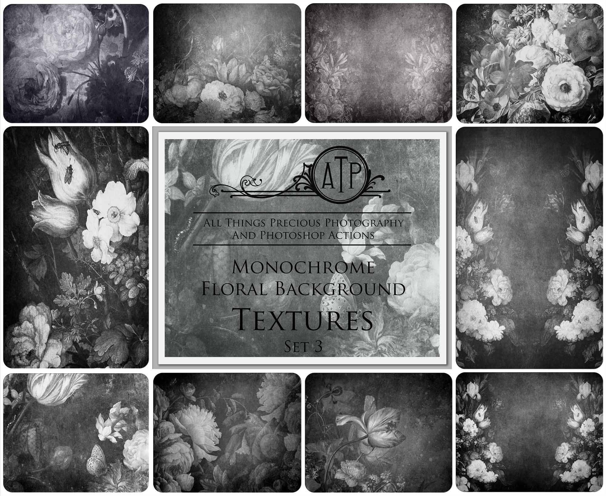 Fine Art TEXTURES Floral Background MONOCHROME Old Masters - Etsy