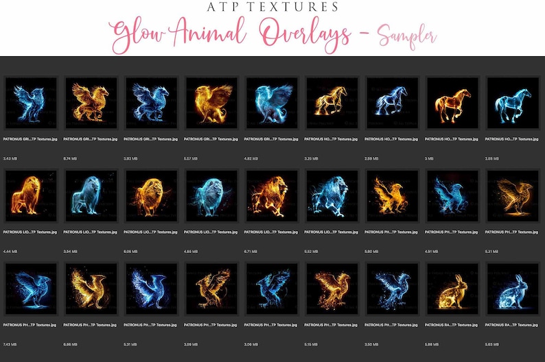 48 Overlays GLOW ANIMALS Photo Overlay Magical Overlay - Etsy