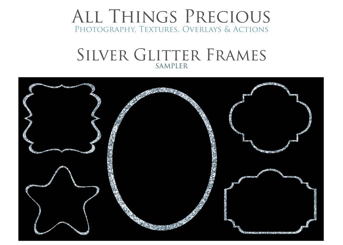 15 CLIPART SILVER GLITTER Frames / Png Elements Digital - Etsy